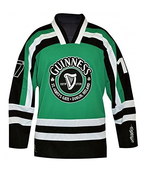 Guinness Green & White Harp Embroidered Polyester Hockey Jersey, Large ...
