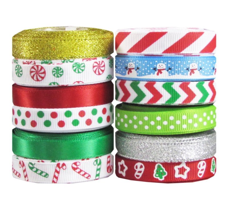 Hipgirl 60 Yard 3/8" Grosgrain Satin Fabric Ribbon Set For Holidays And ...
