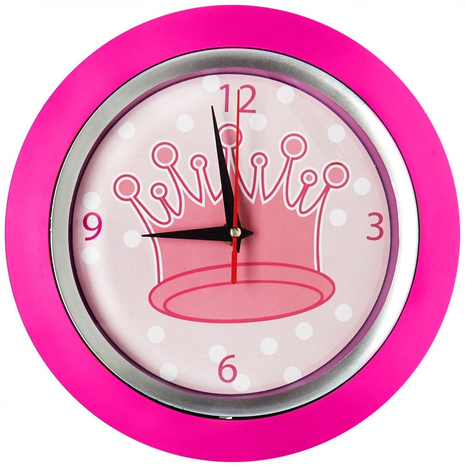 Kole Pink Princess Crown Wall Clock