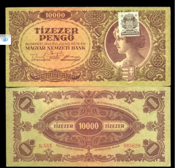 1945 HUNGARY 10000 PENGO NOTE HI GRADE SCARCE