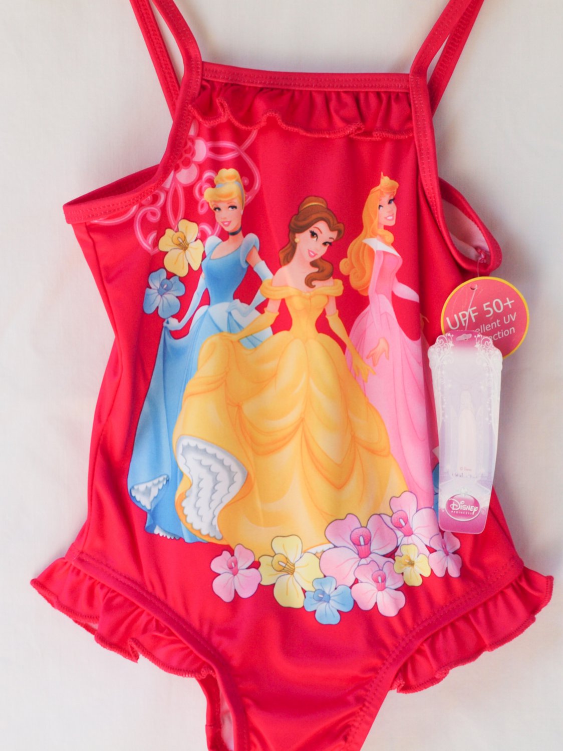 Disney Princess Girls Pink One-Piece Swimming Suit, Size 2T, UPF 50+