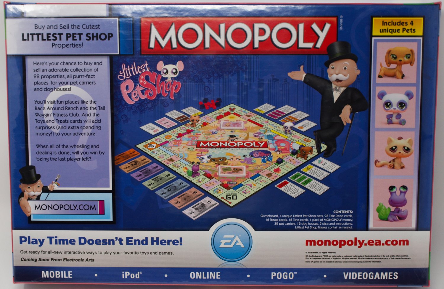 Monopoly Littlest Pet Shop Edition, 2008 Hasbro, Has 4 Unique Pets ...