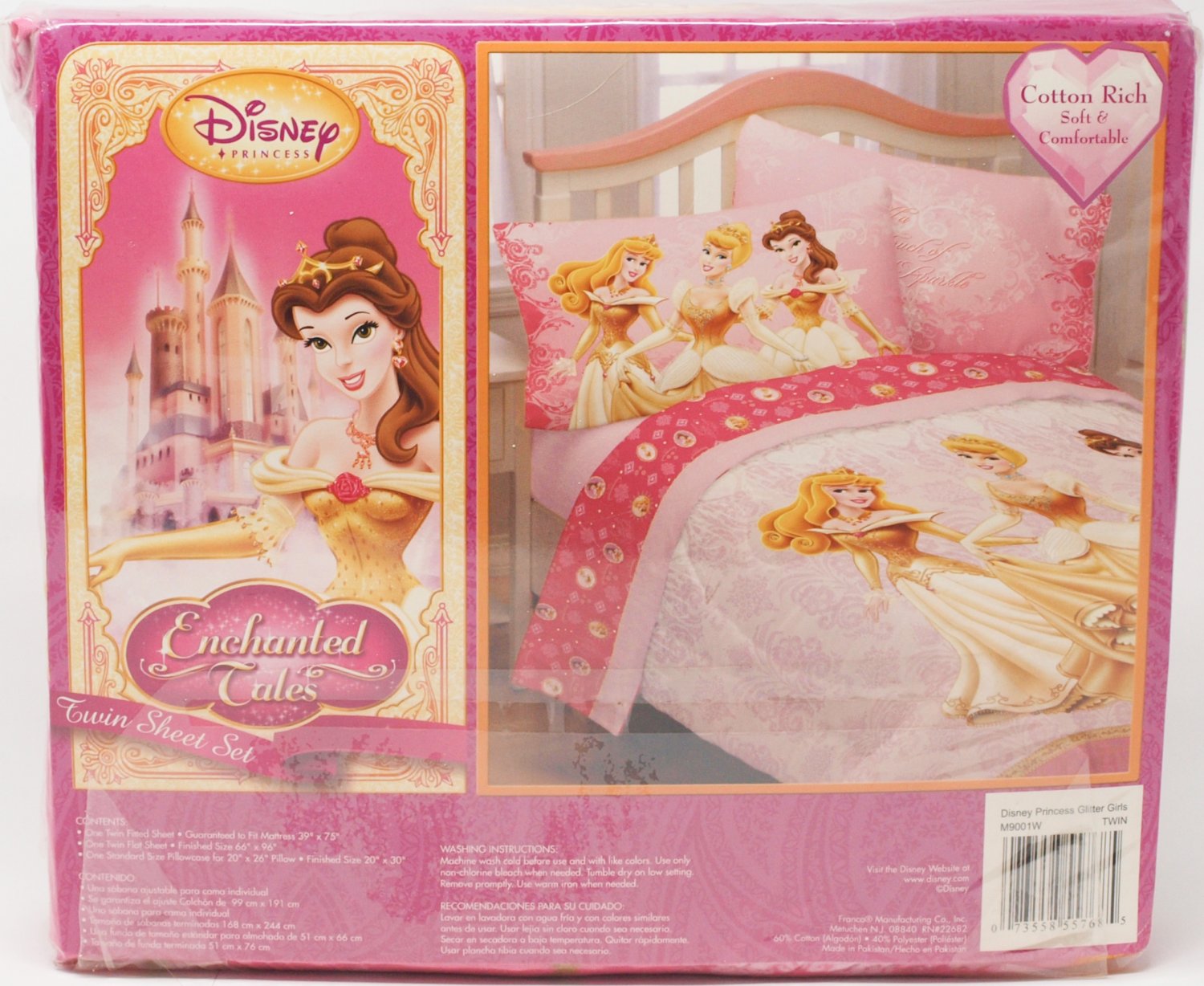Disney Princess Enchanted Tales "Glitter Girls" 3-Piece Twin Sheet Set ...
