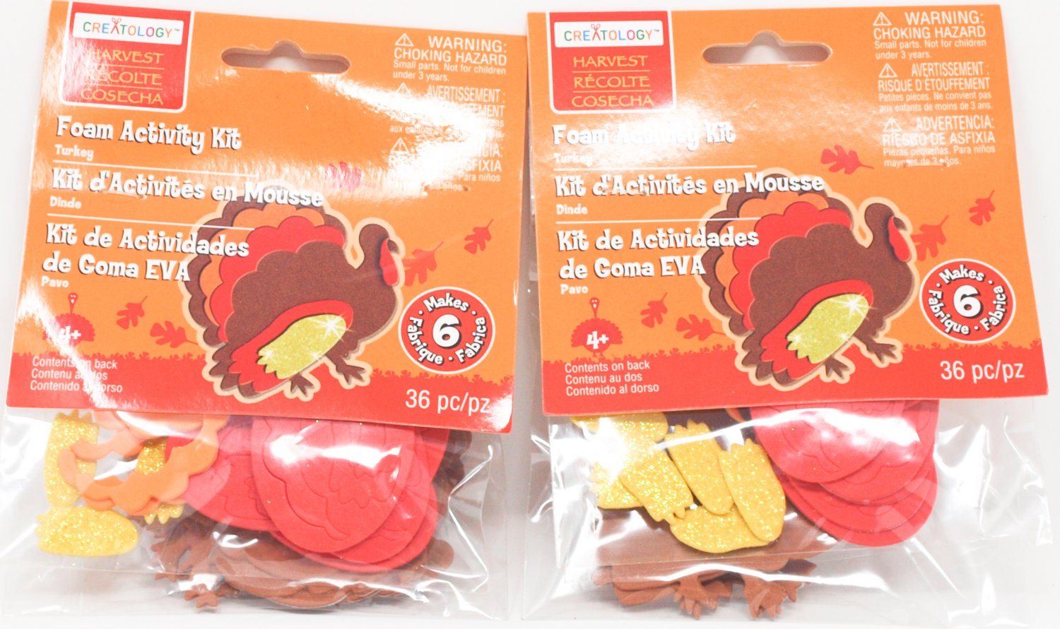 Lot of 2 Creatology Thanksgiving TURKEY Actiivity Kits, 72 Pieces Makes ...
