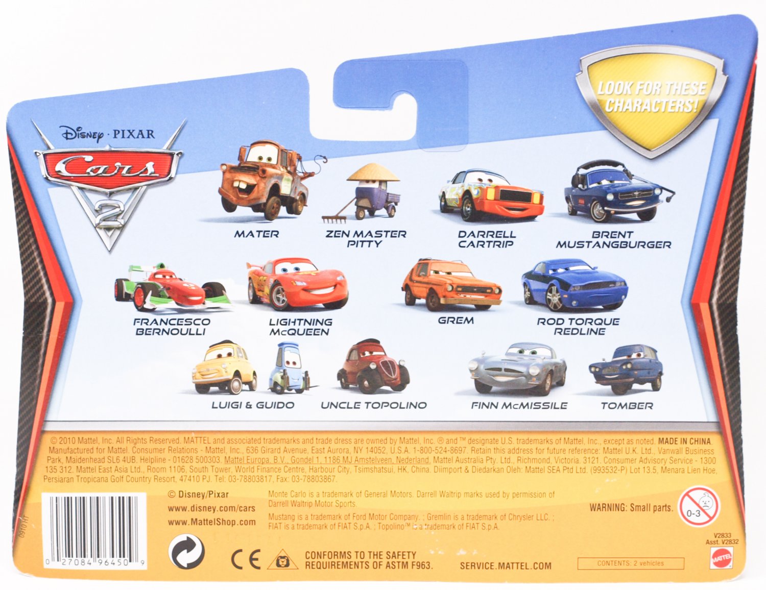 Disney Pixar CARS 2 Movie Race Team Mater & Zen Master Pitty (Exclusive ...