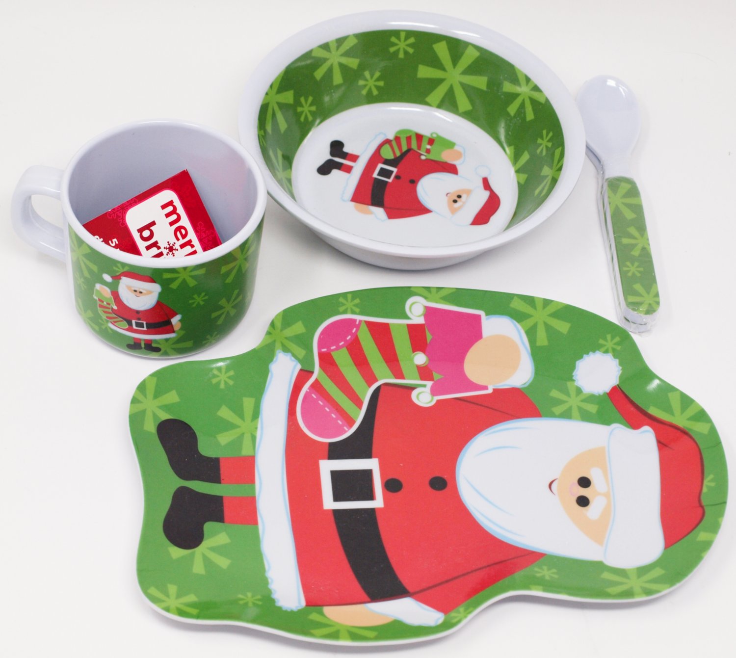 Merry Brite 2007 Santa Claus 5-Piece Kids Children Melamine Dinnerware ...