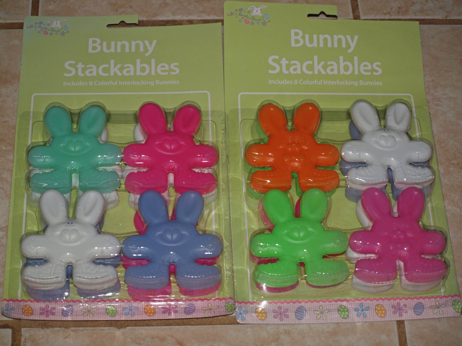 Bunny Stackables, Lot of 2, Colorful Interlocking Bunnies, 2007 It's ...