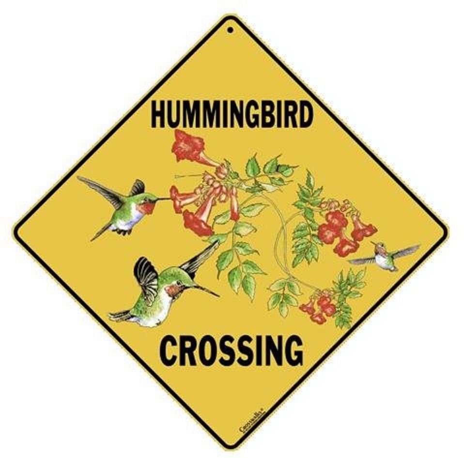 HUMMINGBIRD-B Crossing Sign, 12" on sides, 16" on Diagonal, Aluminum ...