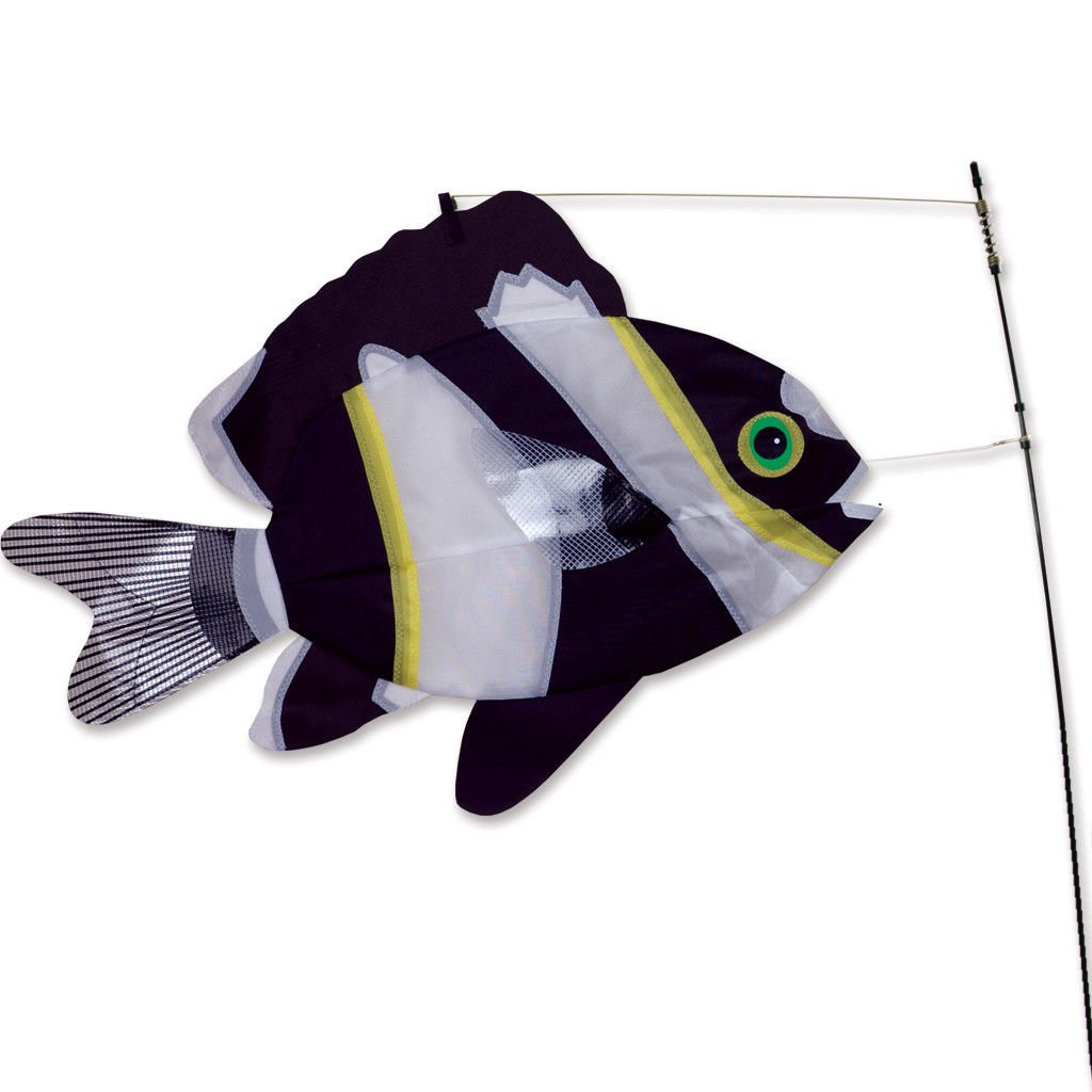 SWIMMING FISH-Black & White Fish Wind Diva-Weather Vane by Premier Designs