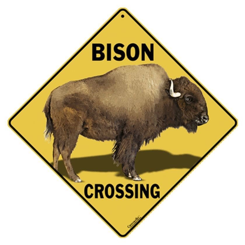 BISON Crossing Sign, 12" on sides, 16" on Diagonal, Aluminum, Indoor ...