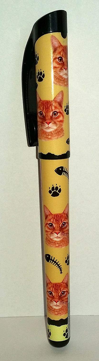 CAT PEN--Orange Tabby-Easy Glide Gel Pen-Rubber Grip, Refillable, Shirt ...