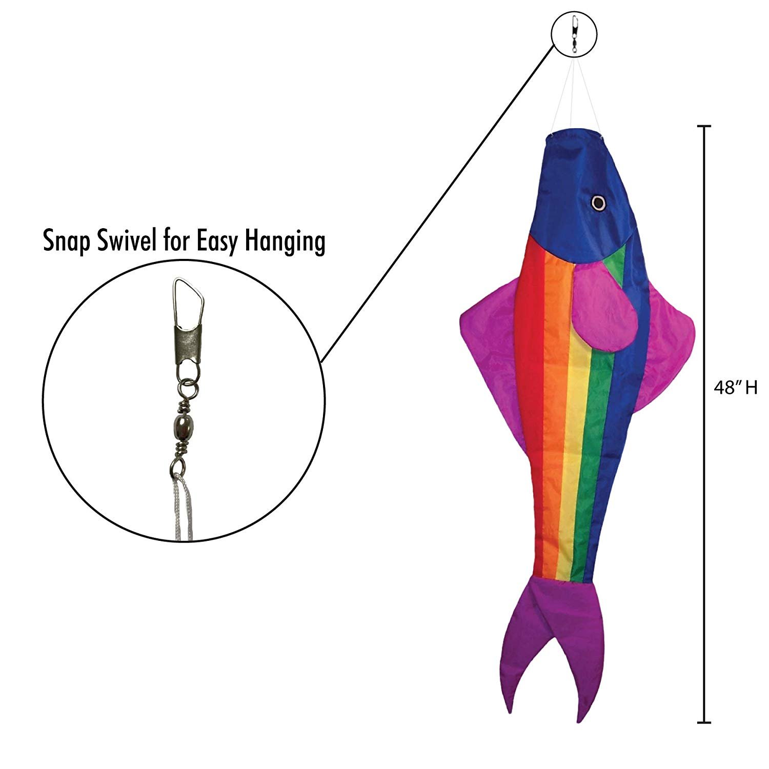 WINDSOCK--48" Rainbow Trout Windsock, Wind Sock, Diva, Spinner