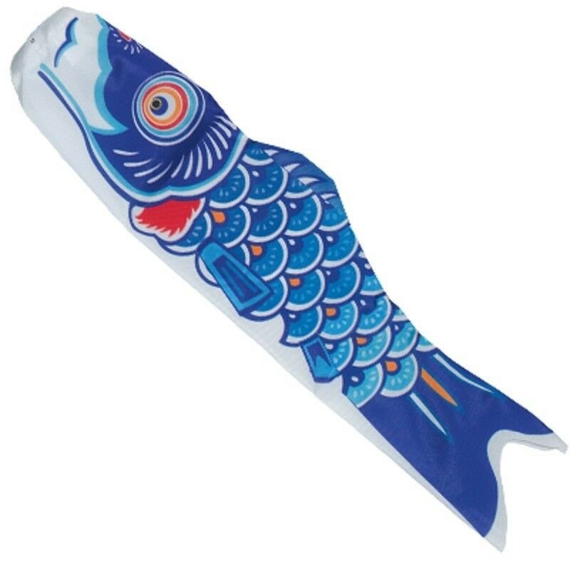 60" KOI Windsock in BLUE-Flying Carp, Fish Windsock, Koinobori
