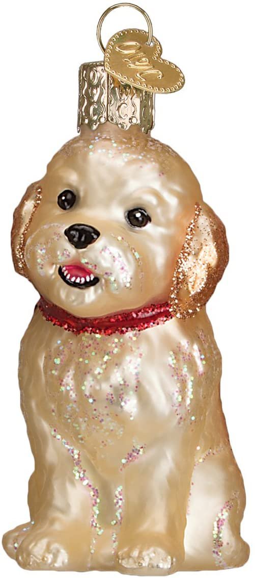 Cockapoo Puppy Blown Glass Christmas Ornament by Old World Christmas
