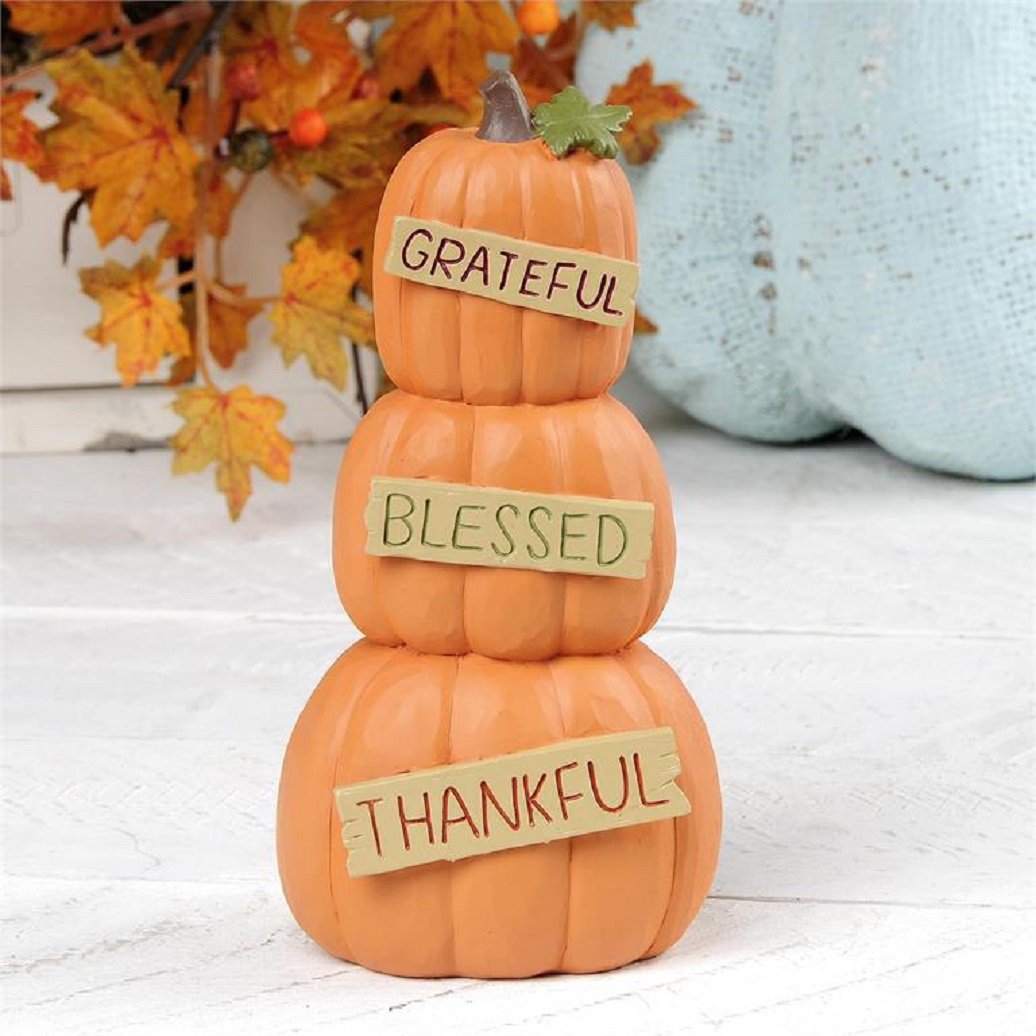 Blossom Bucket Thankful/Grateful/Blessed Stacked Pumpkins