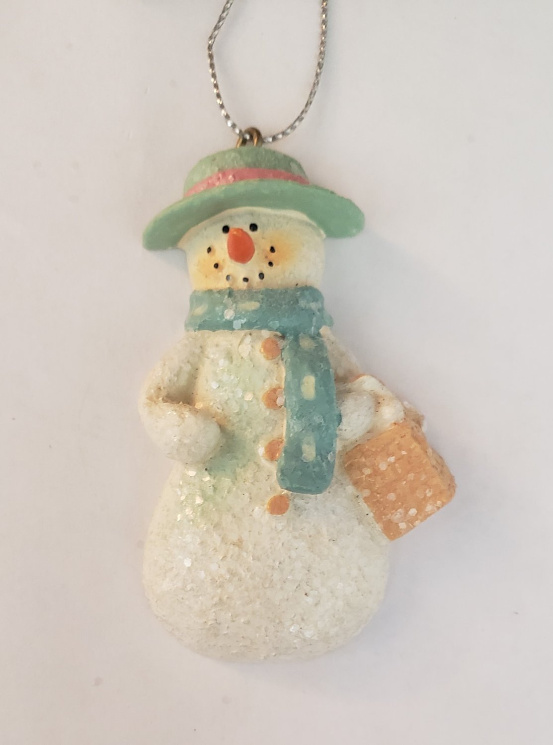 Snow Lady with Blue Scarf & Hat Resin Christmas Ornament