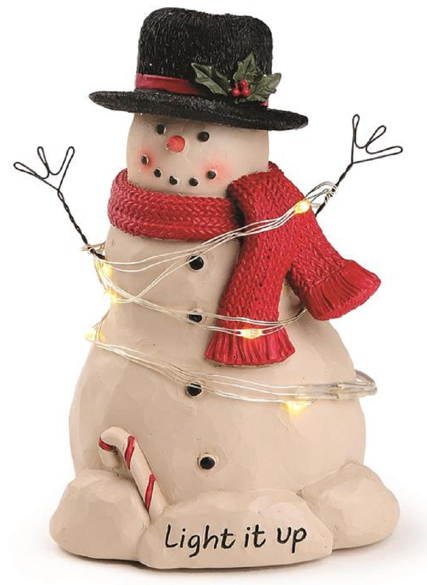LED Lighted Christmas Snowman Figurine by Blossom Bucket 4.5" High
