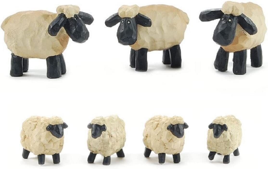 Blossom Bucket Sheep Figurines-2 Sets of Sheep-One Set of 3 & One Set ...