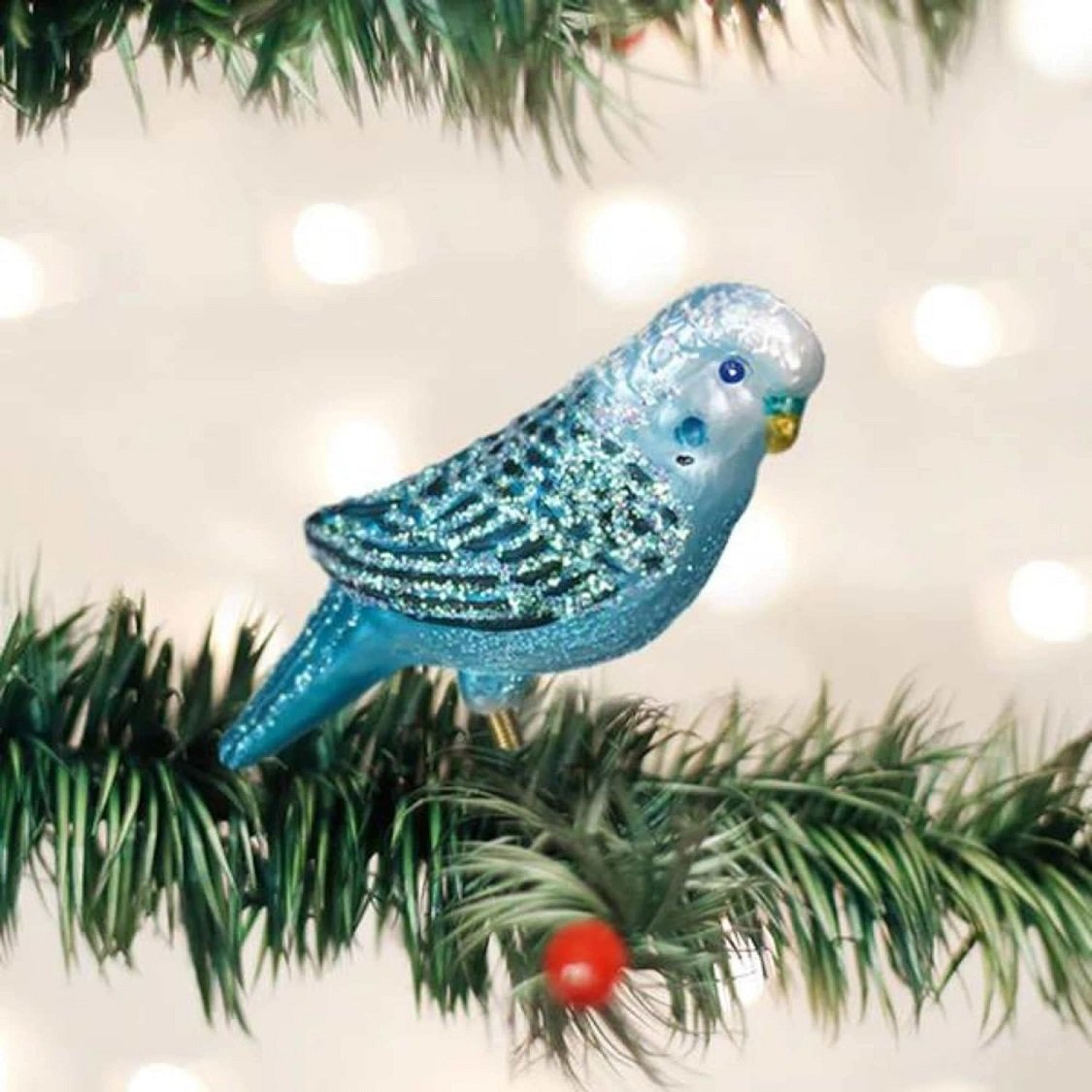 Clip-On Miniature Parakeet Blown Glass Christmas Ornament by Old World ...