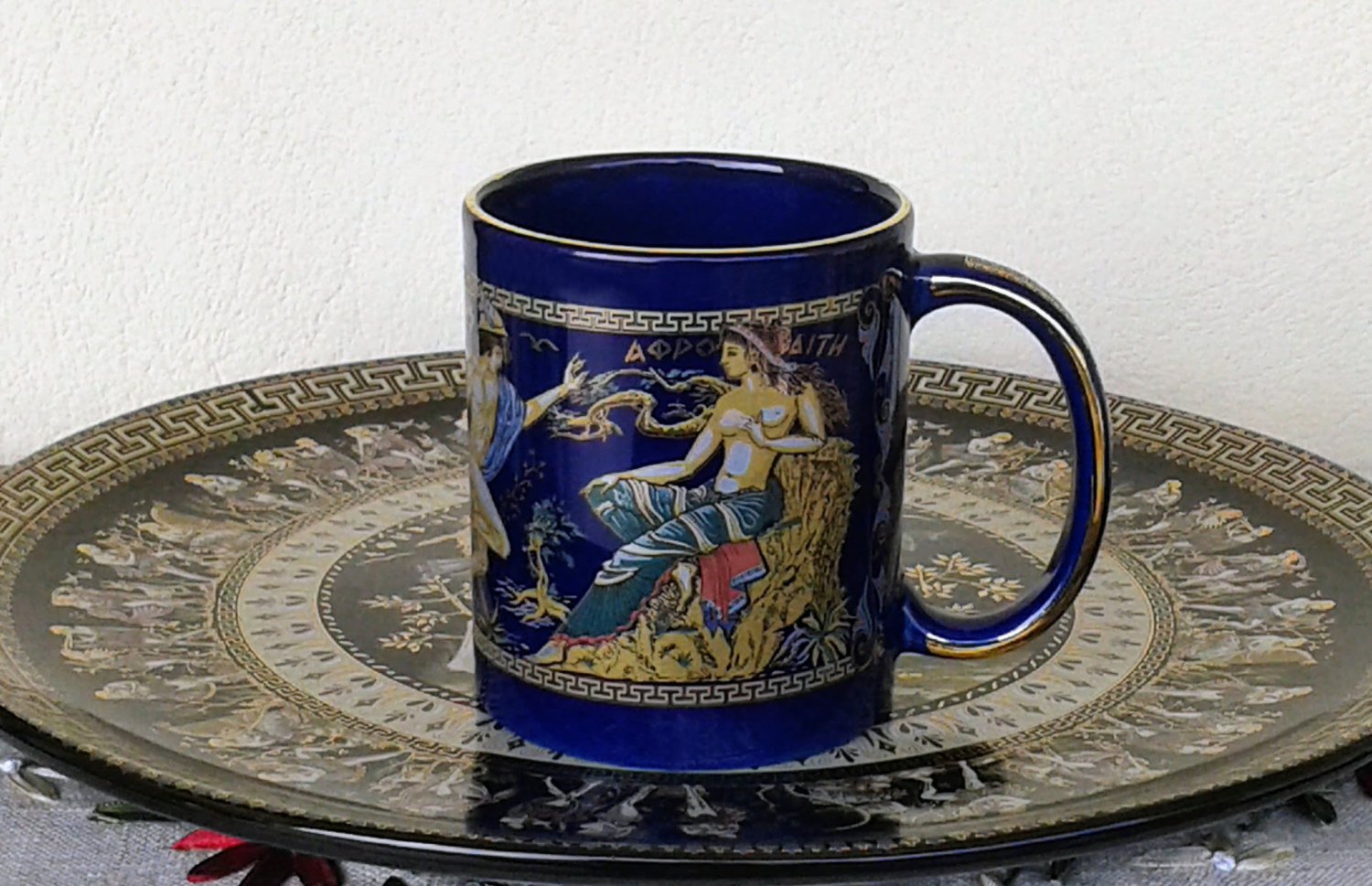 Ancient Greek Gods, Cobalt Ceramic Mug 24 Kt Gold, stoneware, cups ...