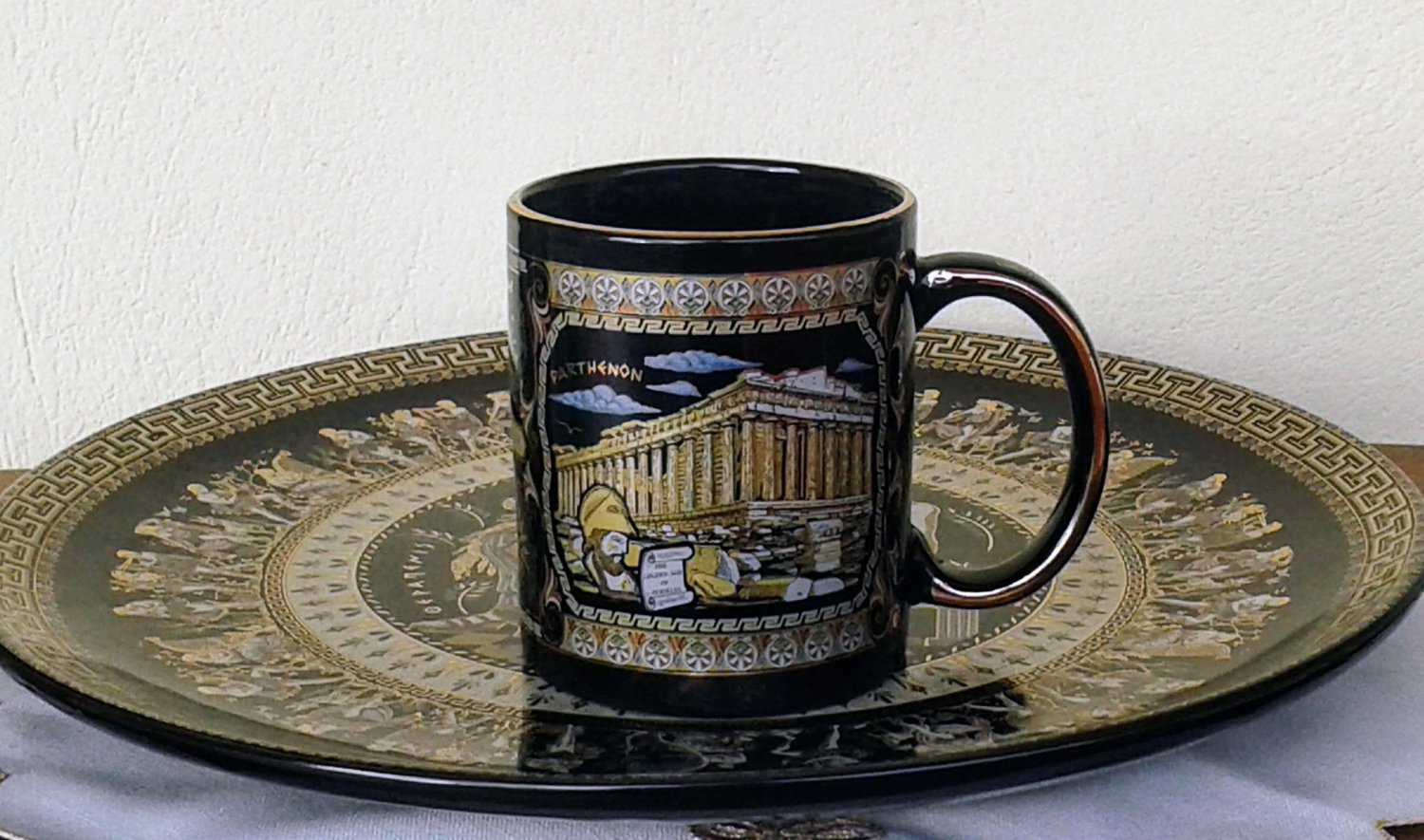 Acropolis, Parthenon Ancient Greek Temple, Ceramic Mug 24 Kt Gold ...