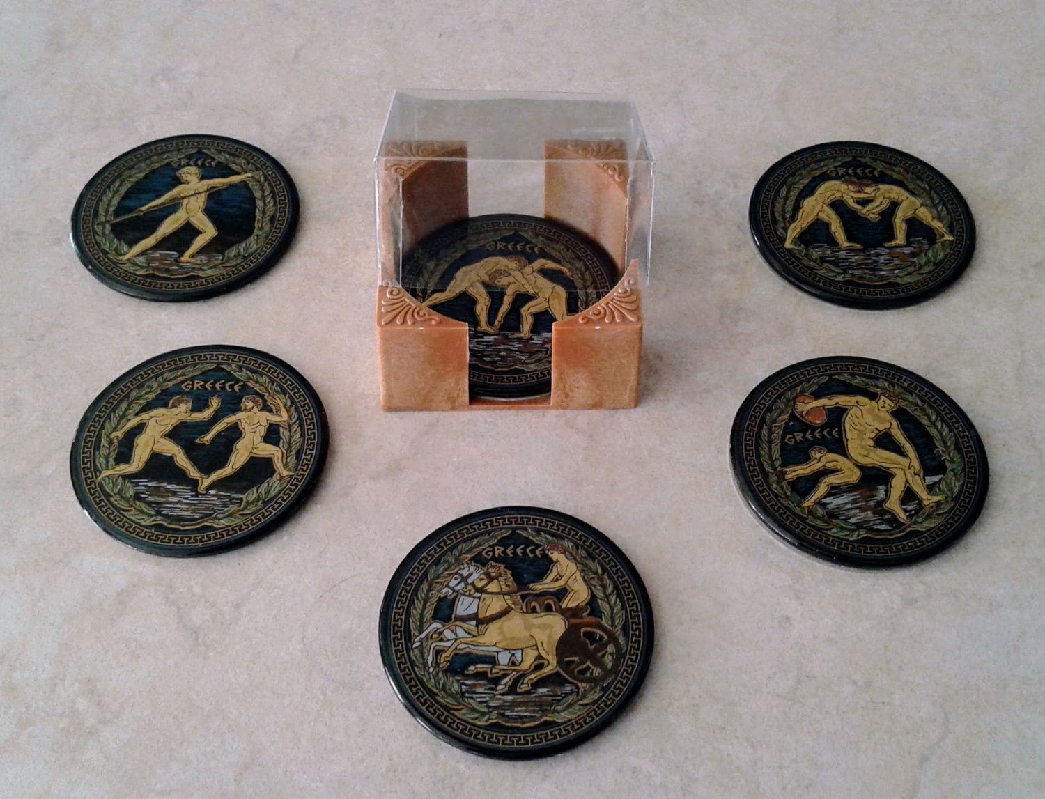 Ancient Greek Olympic Games Ceramic Coasters set of 6 with case ...
