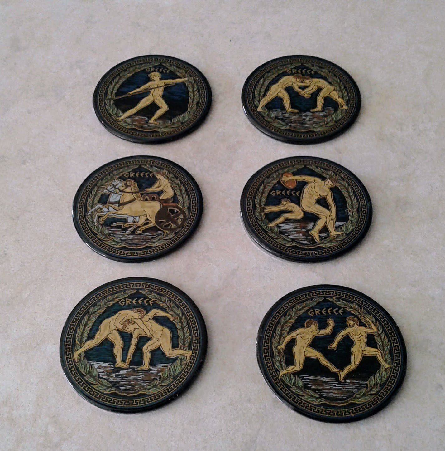 Ancient Greek Olympic Games Ceramic Coasters set of 6 with case ...