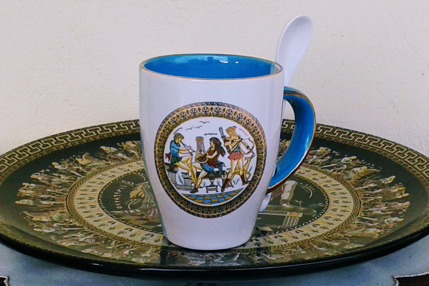 Ancient Greek Gods, Light Blue & White Ceramic Mug 24 Kt Gold ...