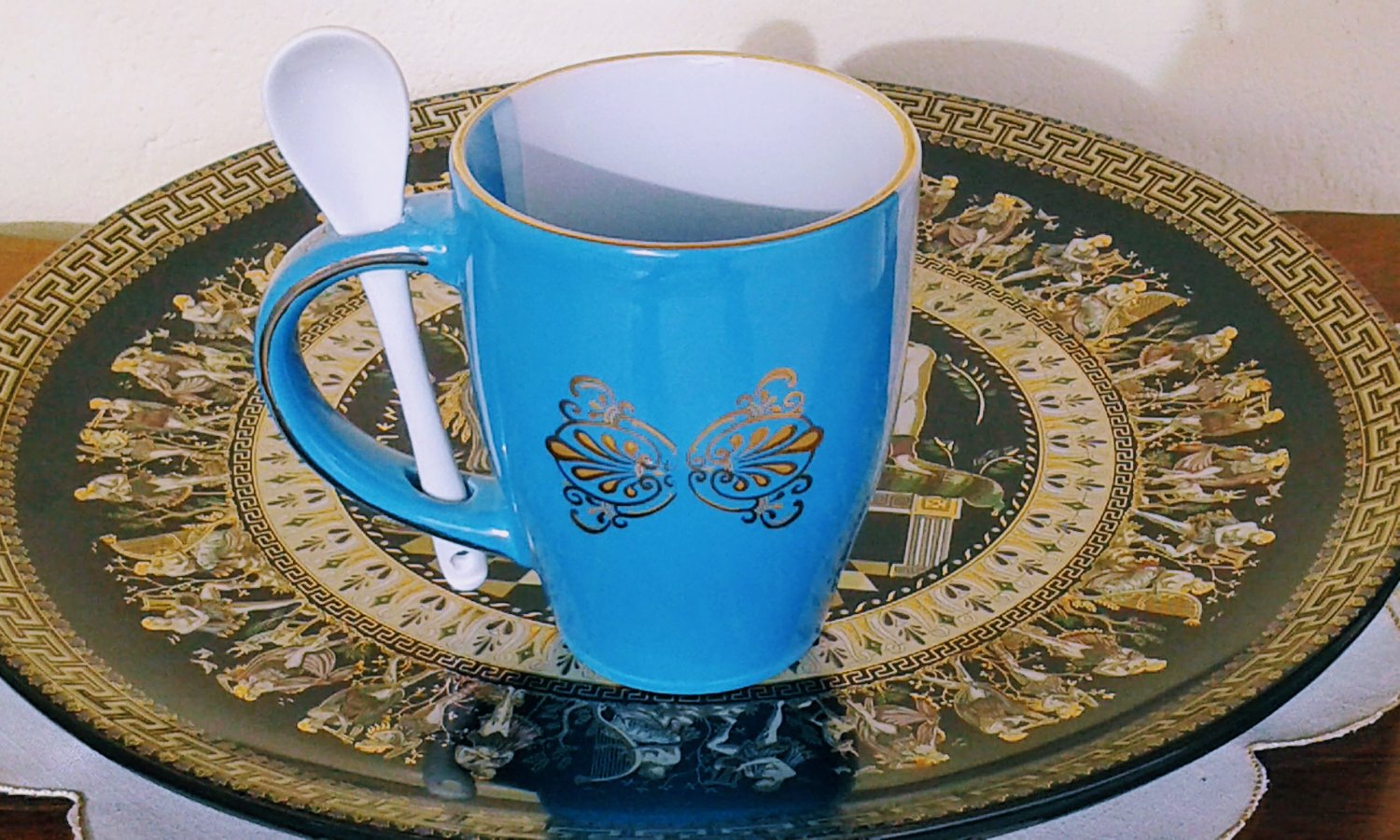 Ancient Greek Gods, Light Blue & White Ceramic Mug 24 Kt Gold ...