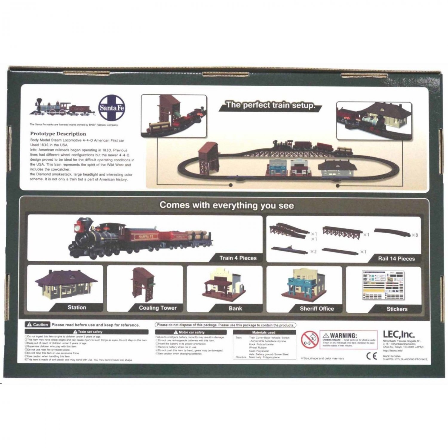 LEC USA 1880 Santa Fe Steam Locomotive 4-4-0 American Battery Operated ...