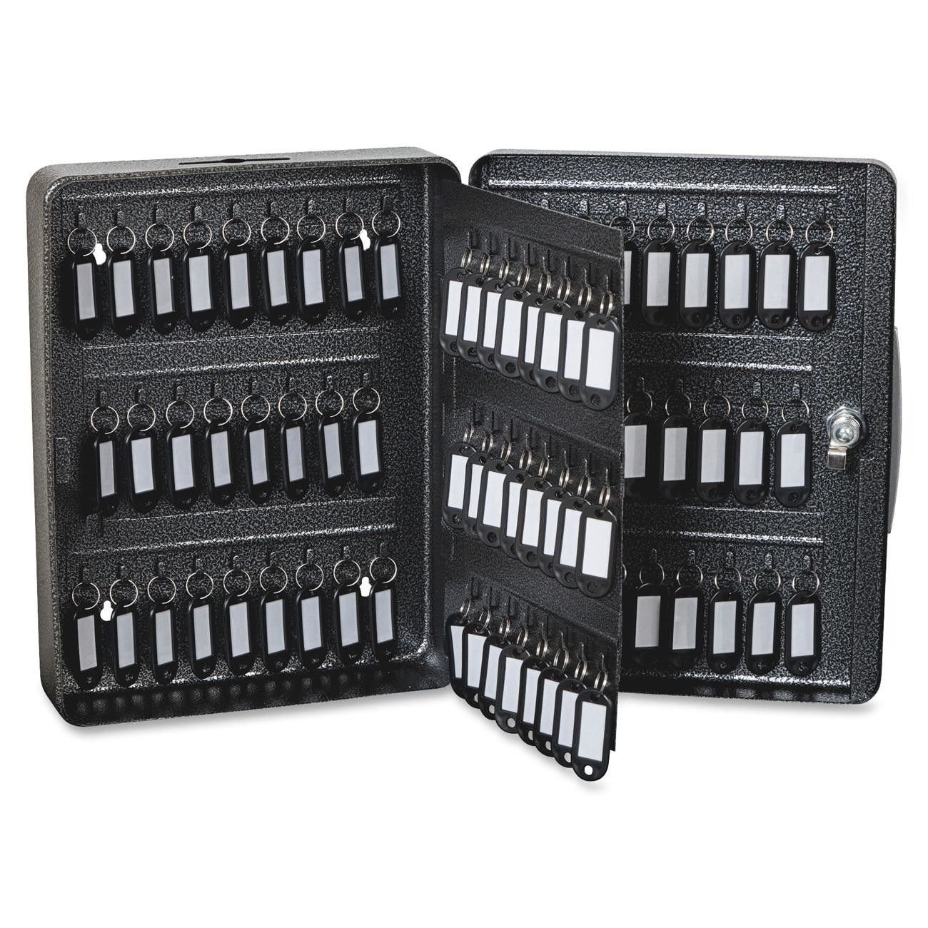 FireKing Drop Slot Hook Style Tag Key Cabinet, Black, Silver