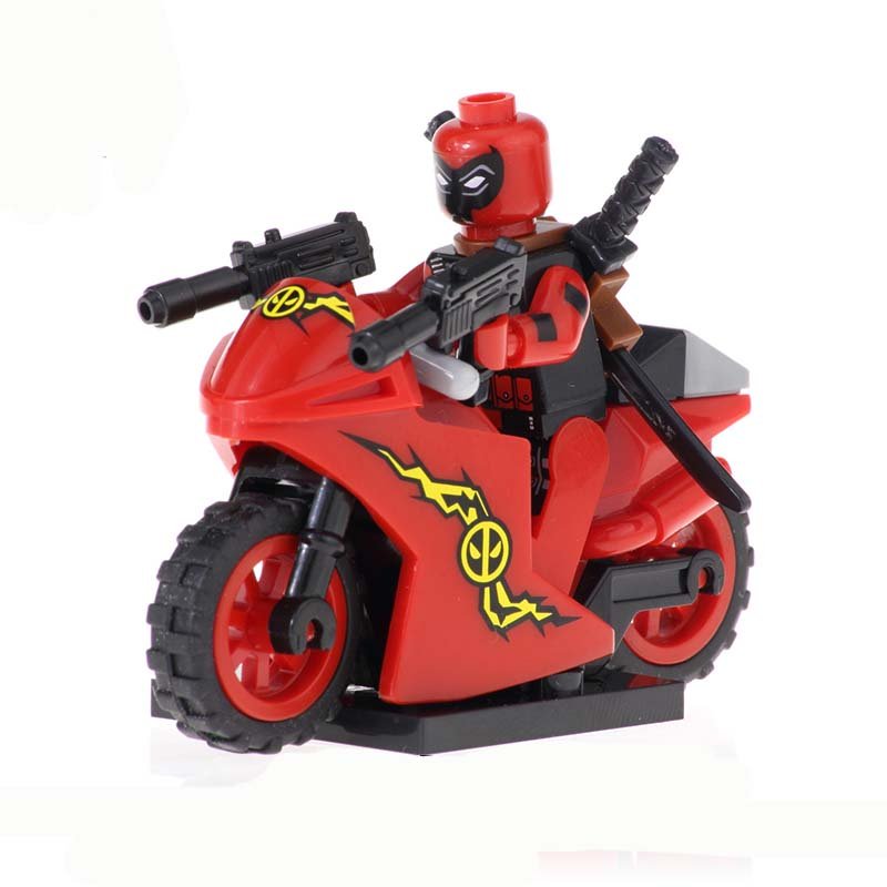 Deadpool with Motorcycle Marvel minifigure Comic building toy figure!