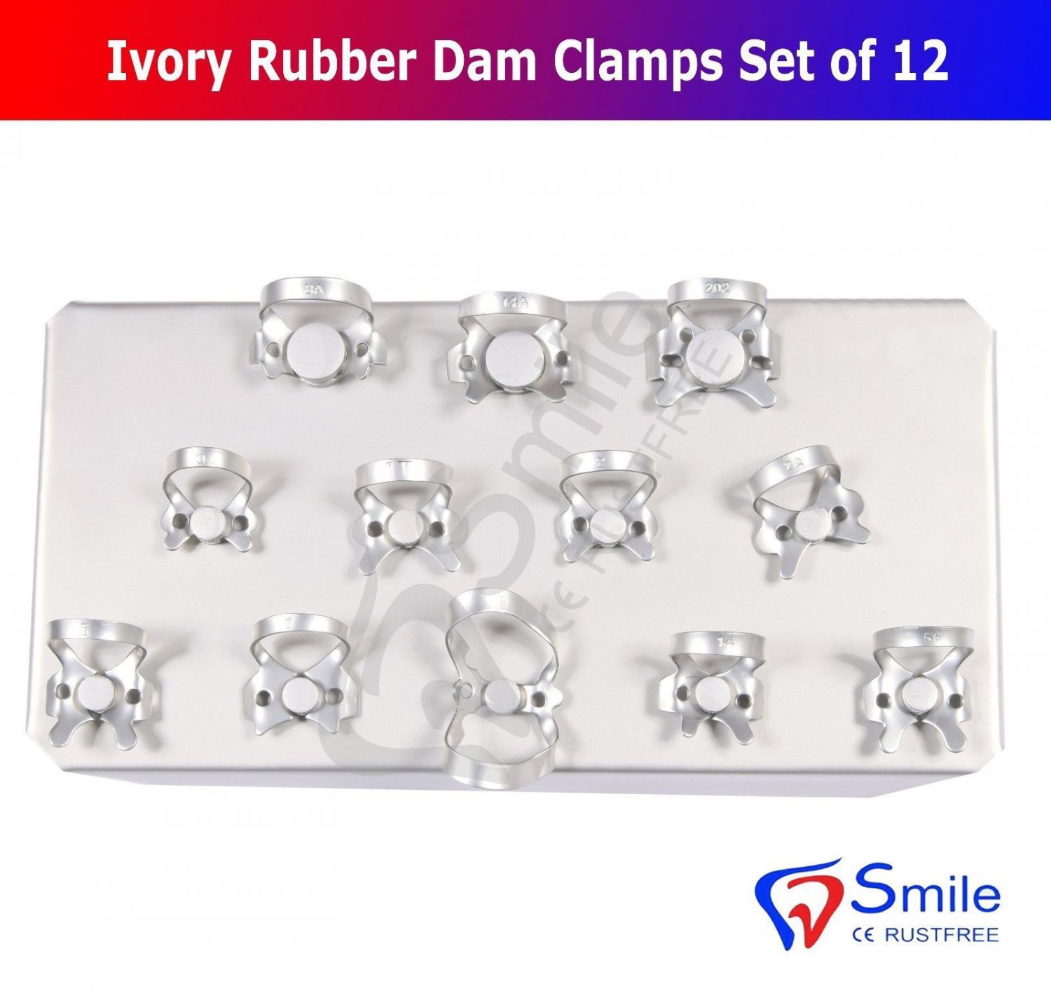 SD0002 Ivory Rubber Dam Clamps Restorative Endodontic Clamp Set Of 12 ...