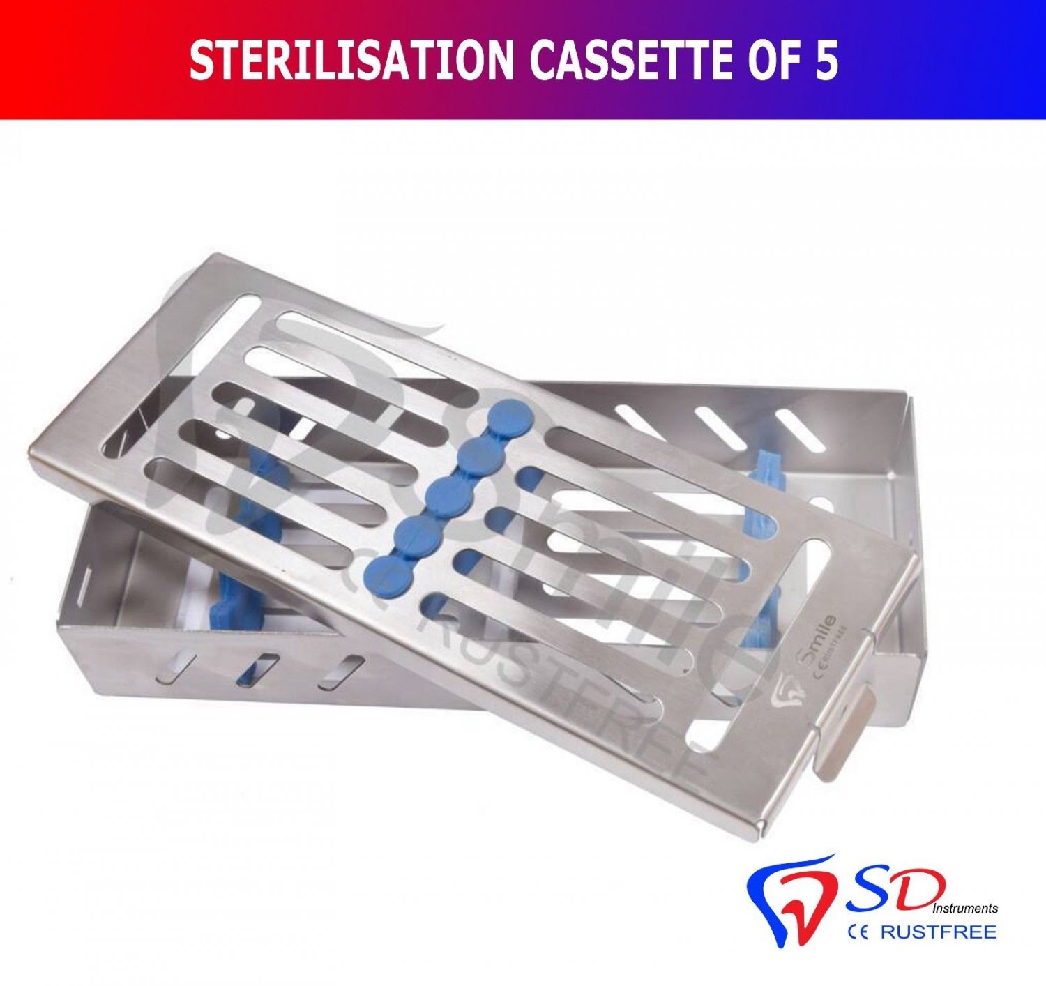 SD0044 Sterilization Cassette Rack Tray Hold 5 Dental Instruments ...
