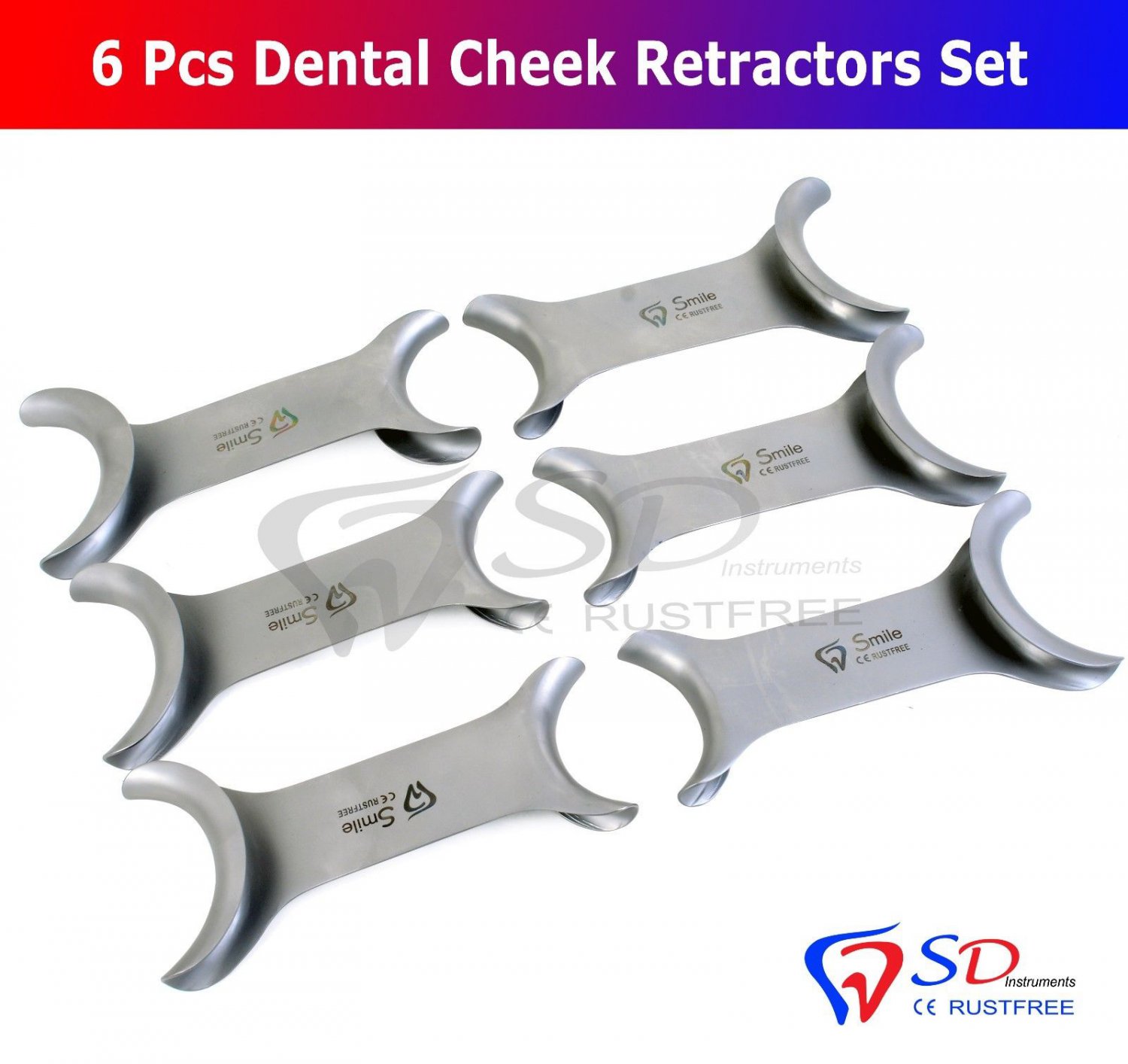 SD0272 Set of 6 x Cheek Retractor Dental Orthodontic Surgical ...