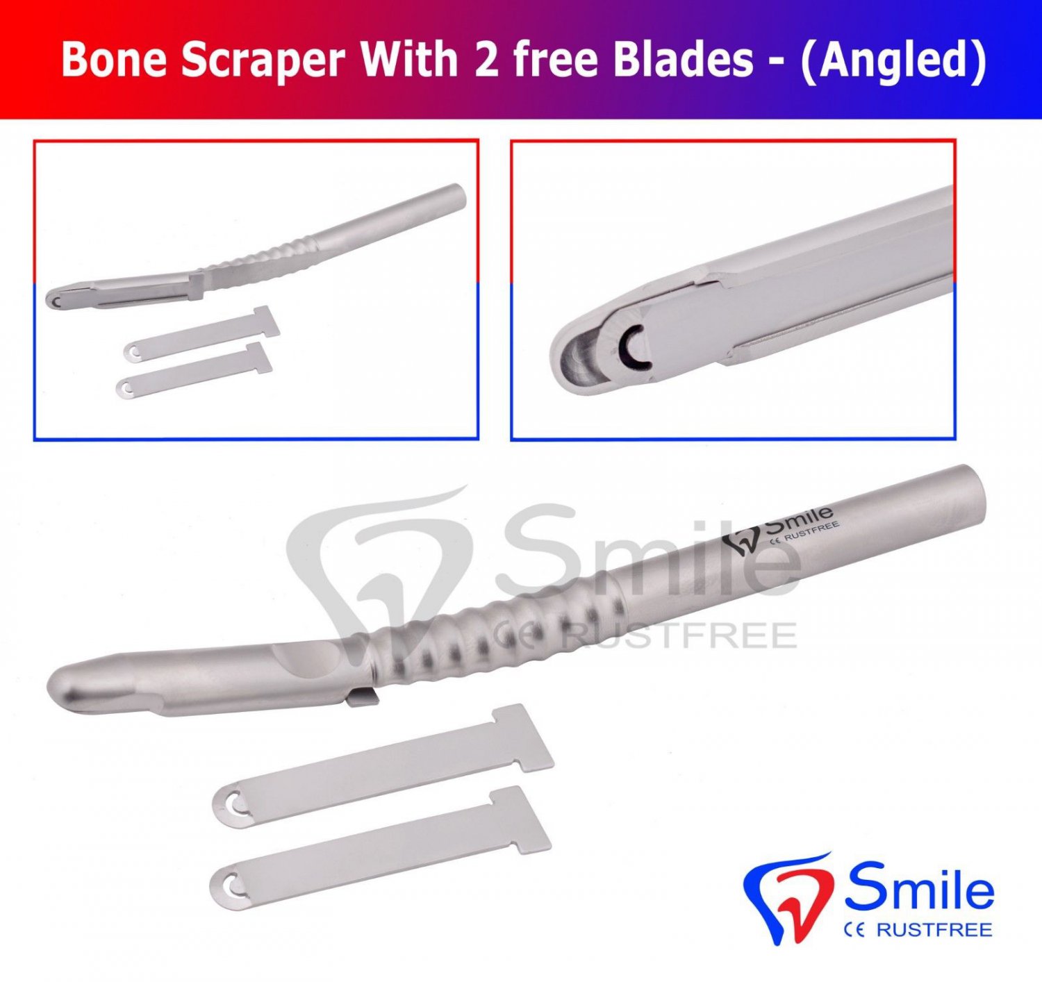 SD0350 Dental Implant Grafting Bone Scraper Curved Hand Held with Free ...
