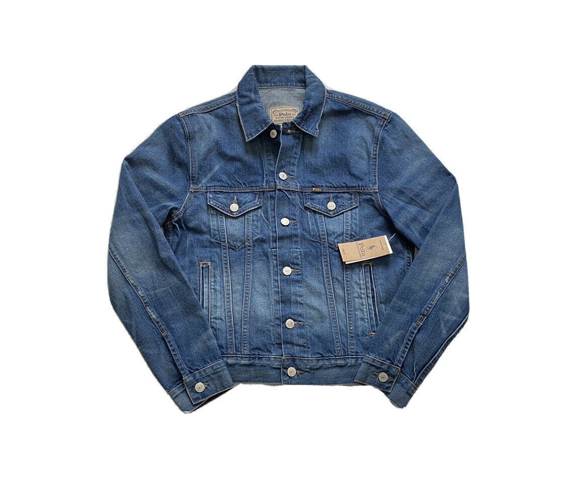 Polo Ralph Lauren Alpine Racing Ski Bear Trucker Denim Jean Jacket Men ...