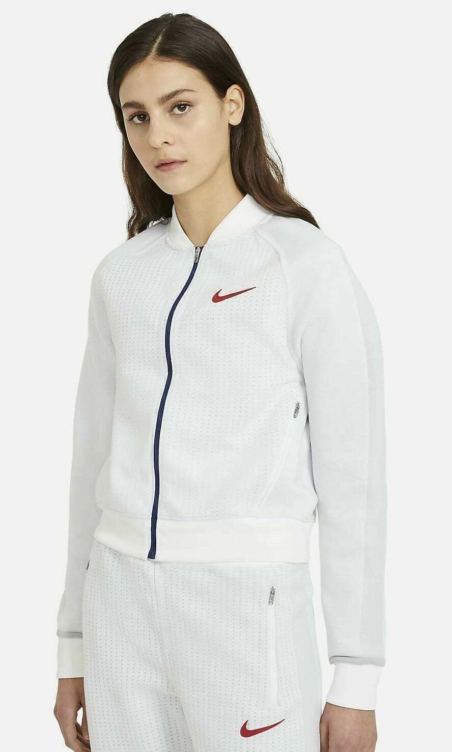 NWT $300 NIKE Tech Fleece Womens Zip Collared Jacket White CZ3619-100 ...