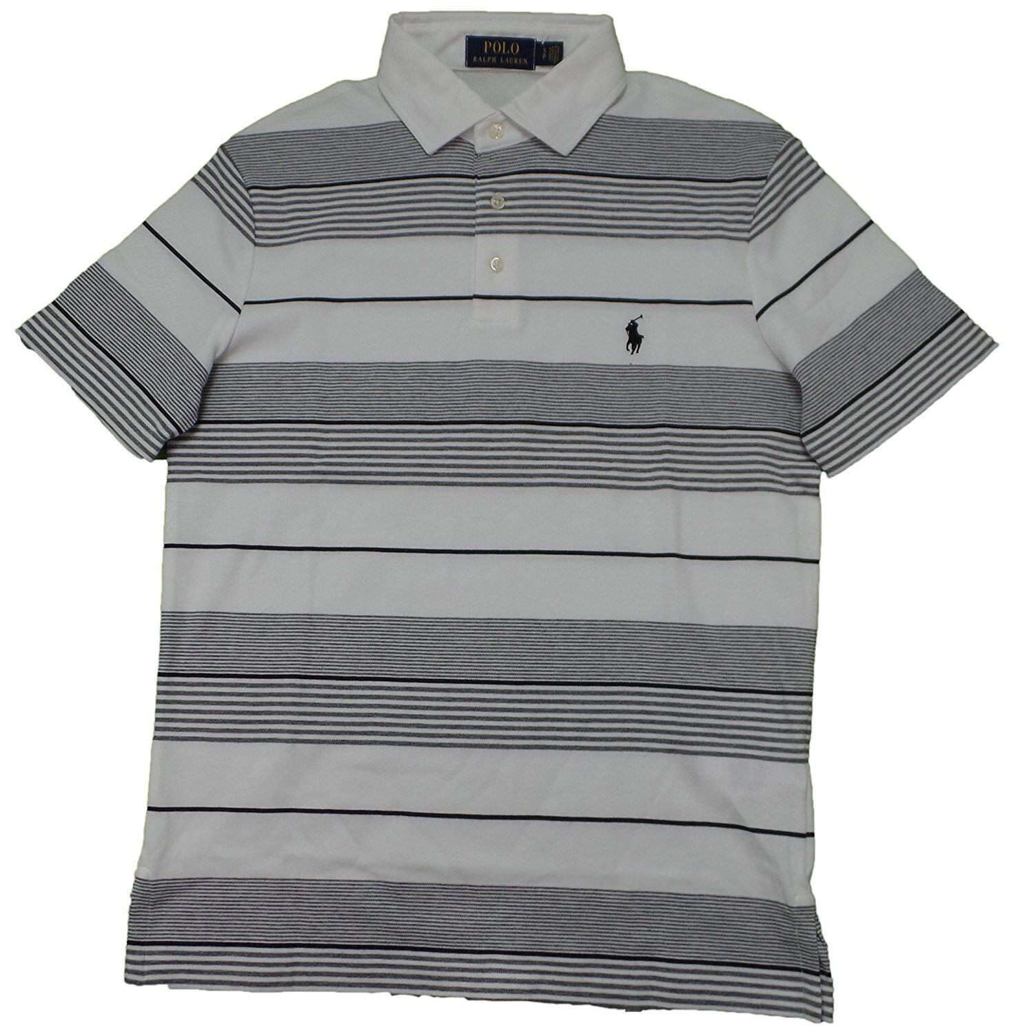 Polo Ralph Lauren Men's Pony Logo Striped Interlock Polo Shirt White S M