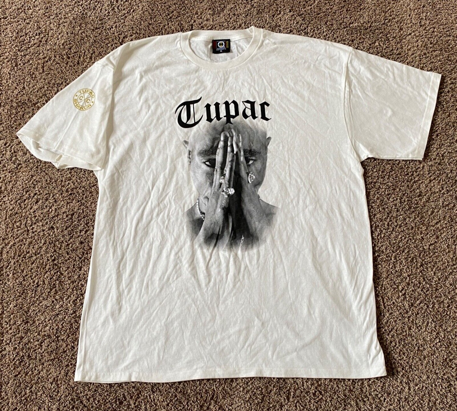 NEW cross colours x tupac shakur 2pac t-shirt white sz XL OLD SCHOOL ...