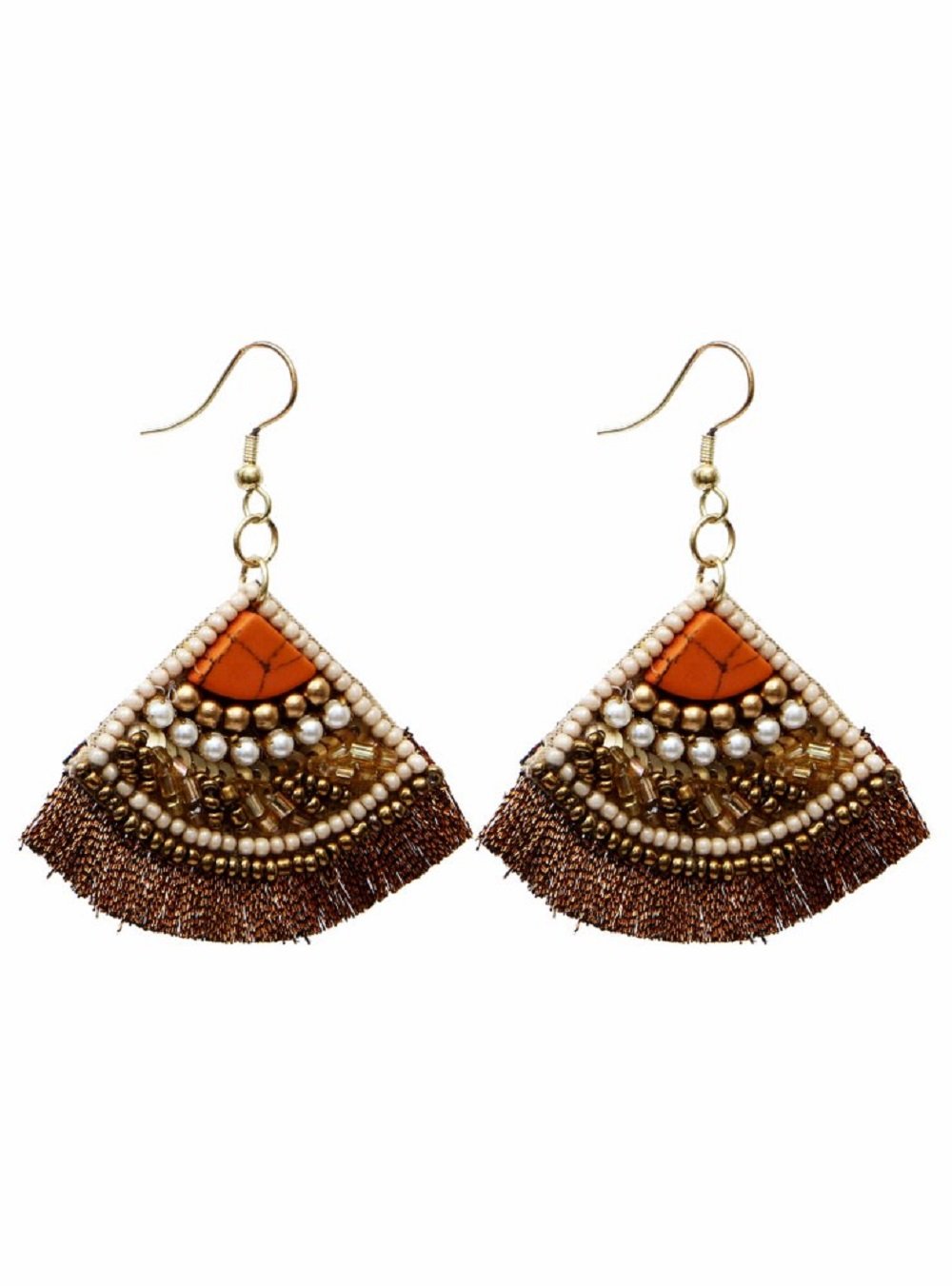 Handmade Artificial Earrings Cathay Spice And Gardenia Color