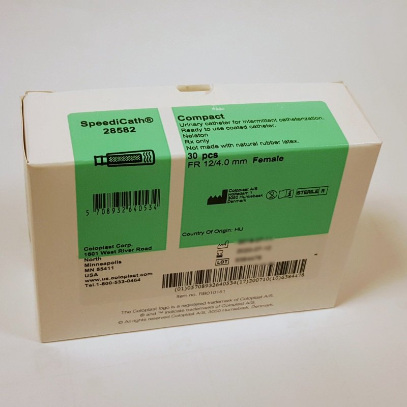 Coloplast SpeediCath 28582 Compact Female Catheter Fr. 12/4.0mm, 30 per box