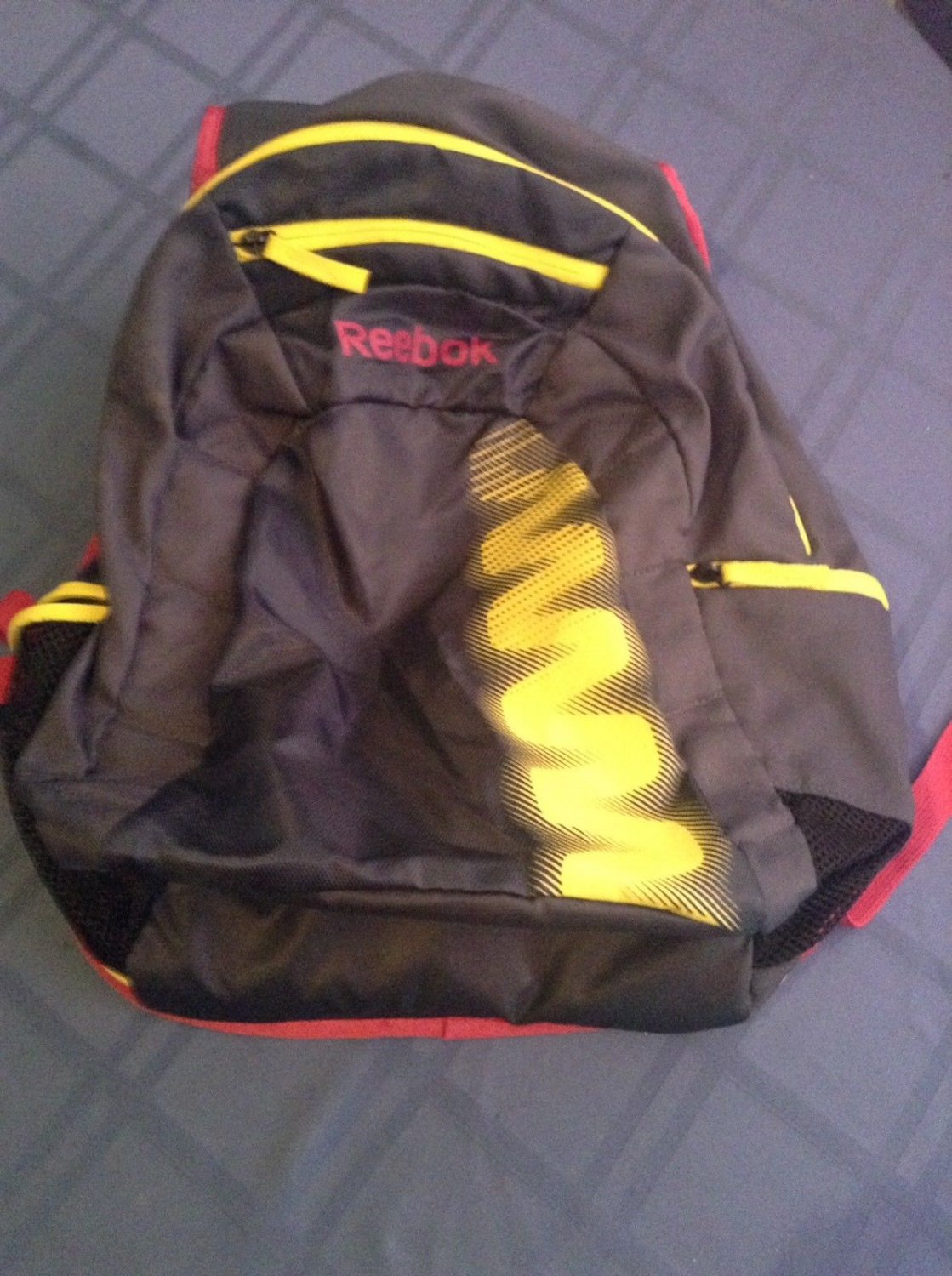 Reebok backpack large Z series book bag gray yellow and red