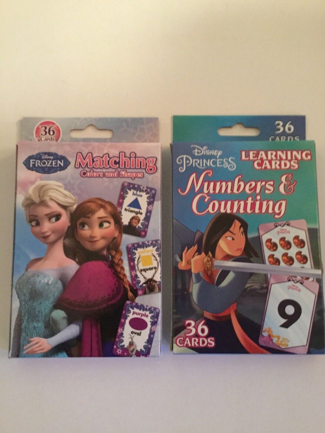 2 box Disney Princess learning cards numbers counting colors shapes ...