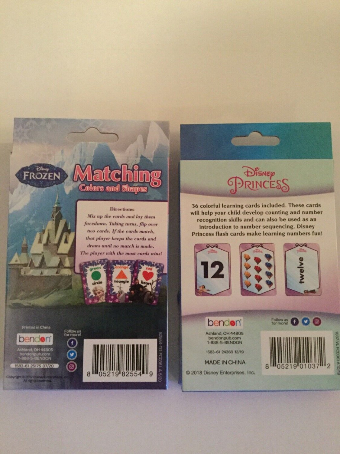2 box Disney Princess learning cards numbers counting colors shapes ...