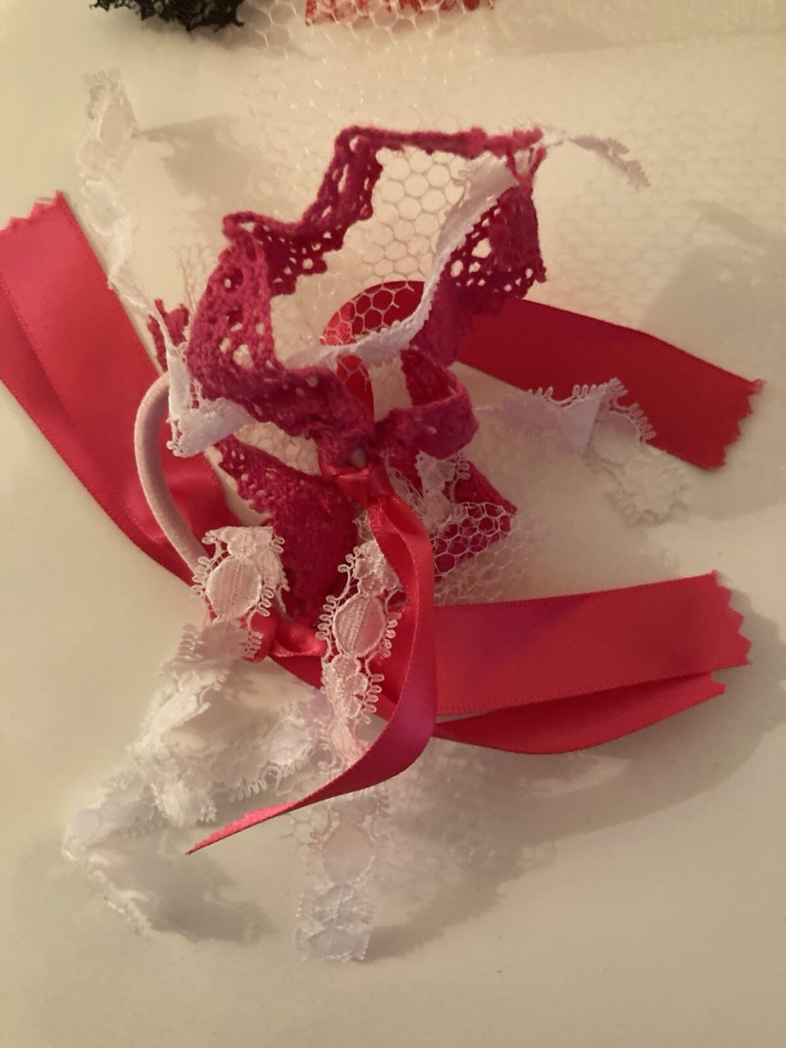Valentines Day hair accessory bow ribbon hair dress lot of 3
