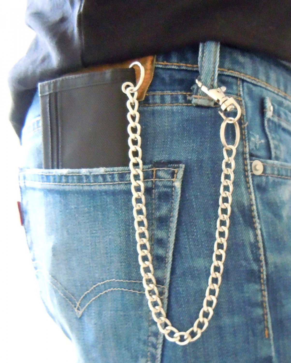 Black Canvas Sports Hook Loop Rip Credit Card Wallet Security Chain Trifold