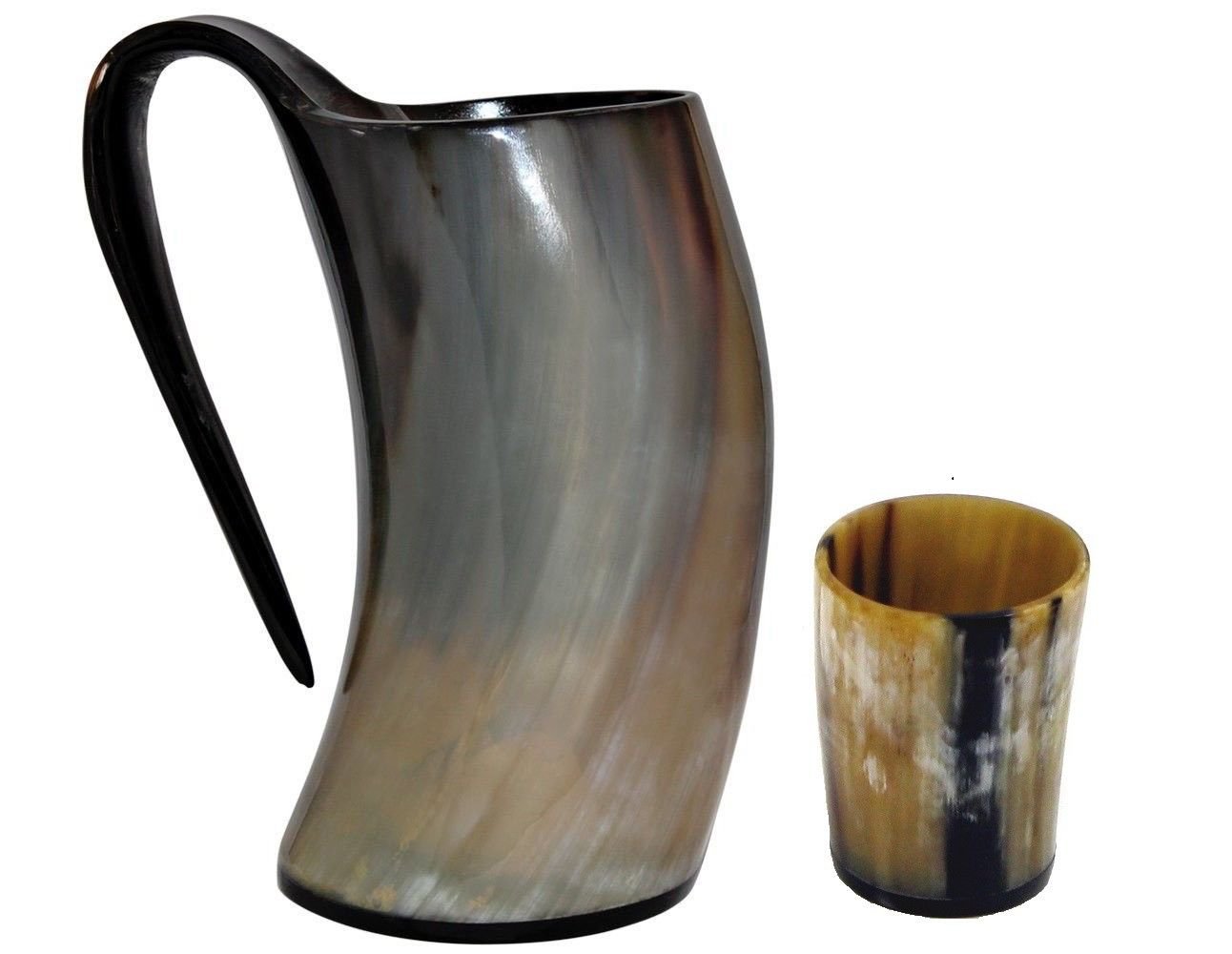 Original Viking Drinking Horn Tankard With Horn Shot Glass Authentic ...