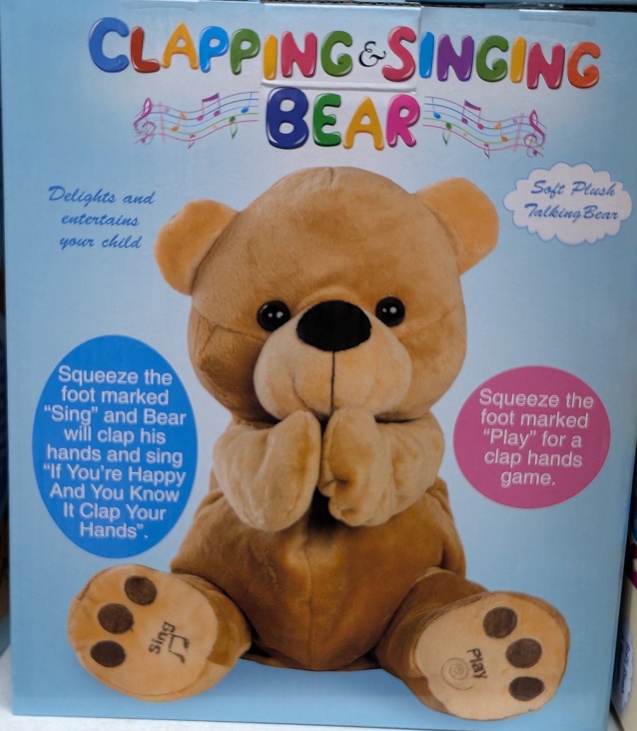 Clapping and Singing Musical Stuffed Bear with Moving Hands