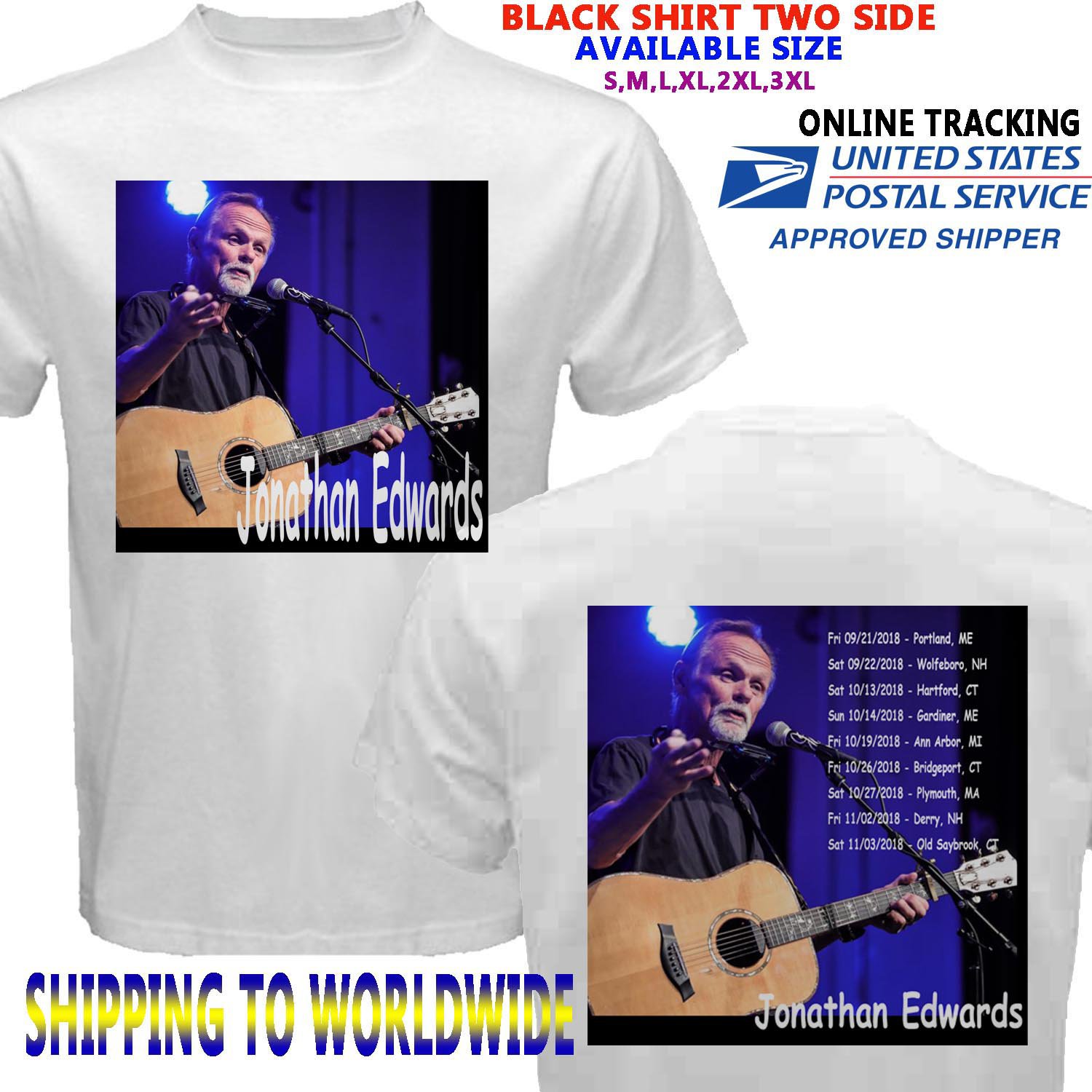 DESIGN JONATHAN EDWARDS TOUR 2018 MEN/WOMEN WHITE SHIRT S-XL SIZES TITI